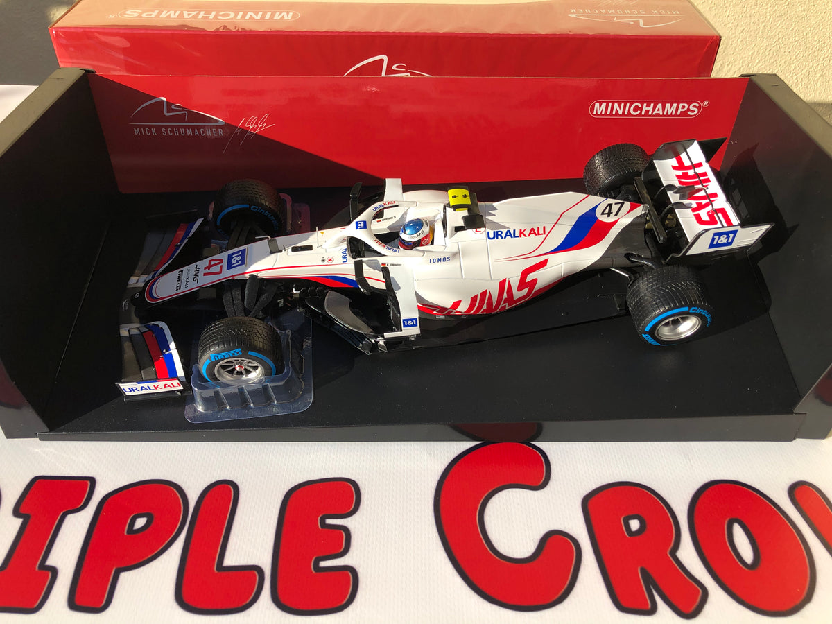 HAAS VF-21 Uralkali 1/18 - MICK SCHUMACHER SPA GP 2021 - Minichamps – Triple Crown ModelStore