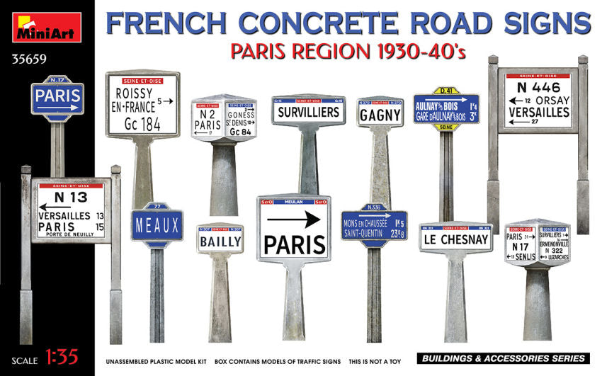 FRENCH CONCRETE ROAD SIGNS 1930-40s PARIS REGION KIT 1:35 – Triple ...
