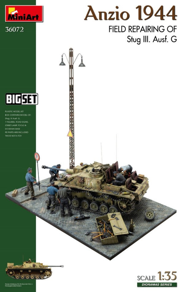 ANZIO 1944 FIELD REPARING OF STUG III.Ausf.G.Big Set KIT 1:35 - Miniar ...