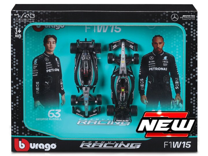 MERCEDES F1 W15 SET N.44 L.HAMILTON + N.63 G.RUSSELL 2024 1:43 - Burag ...